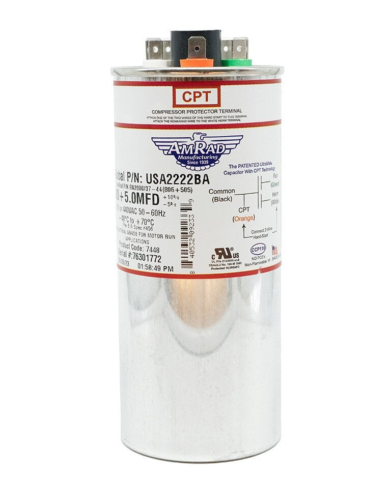 AmRad USA2222BA / 80 + 5 uF MFD x 370 440 Capacitor plus UCM Universal ...