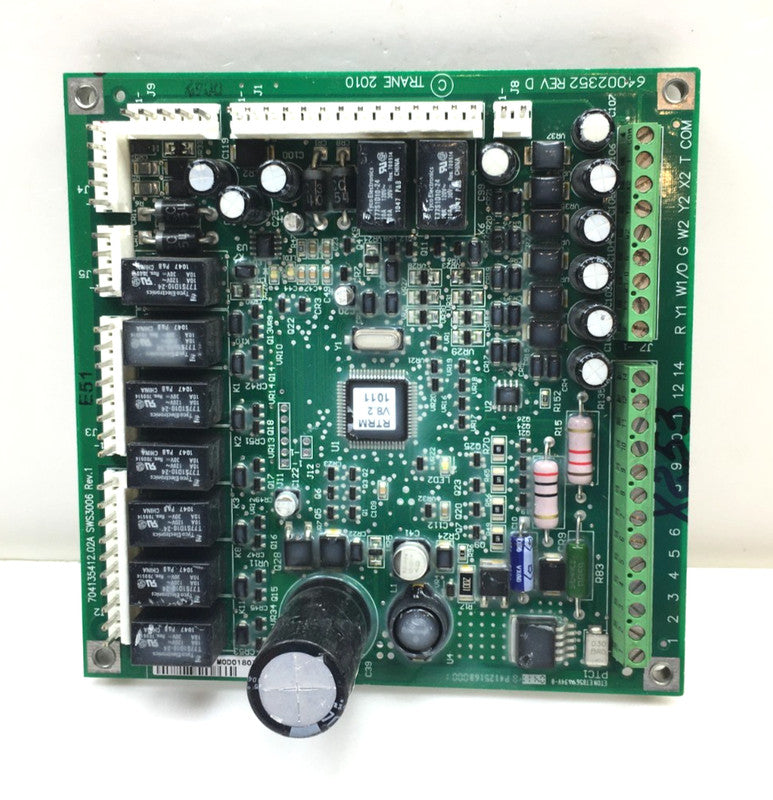 TRANE 6200-0123-08 64002352 REV D Furnace Control Board RTRM V8.2 #X25 ...