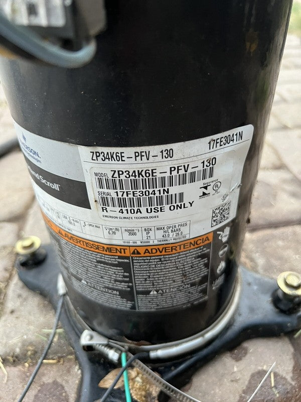 COPELAND SCROLL COMPRESSOR model ZP34K6E - PFV- 130 year 2017 - 220v s ...
