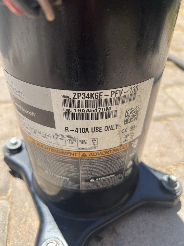 COPELAND SCROLL COMPRESSOR model # ZP34K6E - PFV-130 year 2016 1 Phase ...